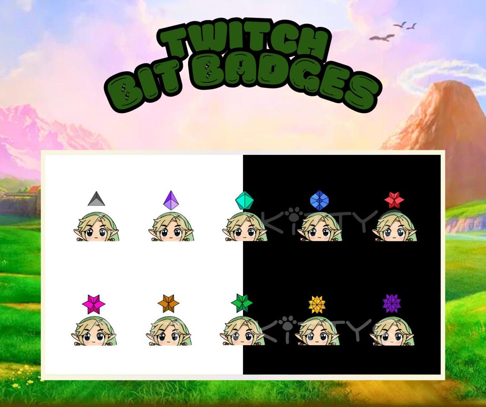 Handdrawn Link Bit Badges for Streaming - Twitch Bit Badges - Cheer Bit ...