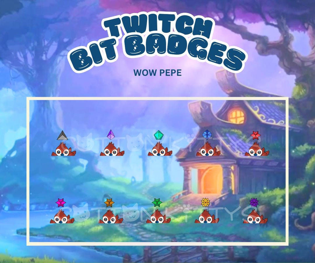 Handdrawn Pepe the Bird Bit Badges for Streaming - Twitch Bit Badges ...