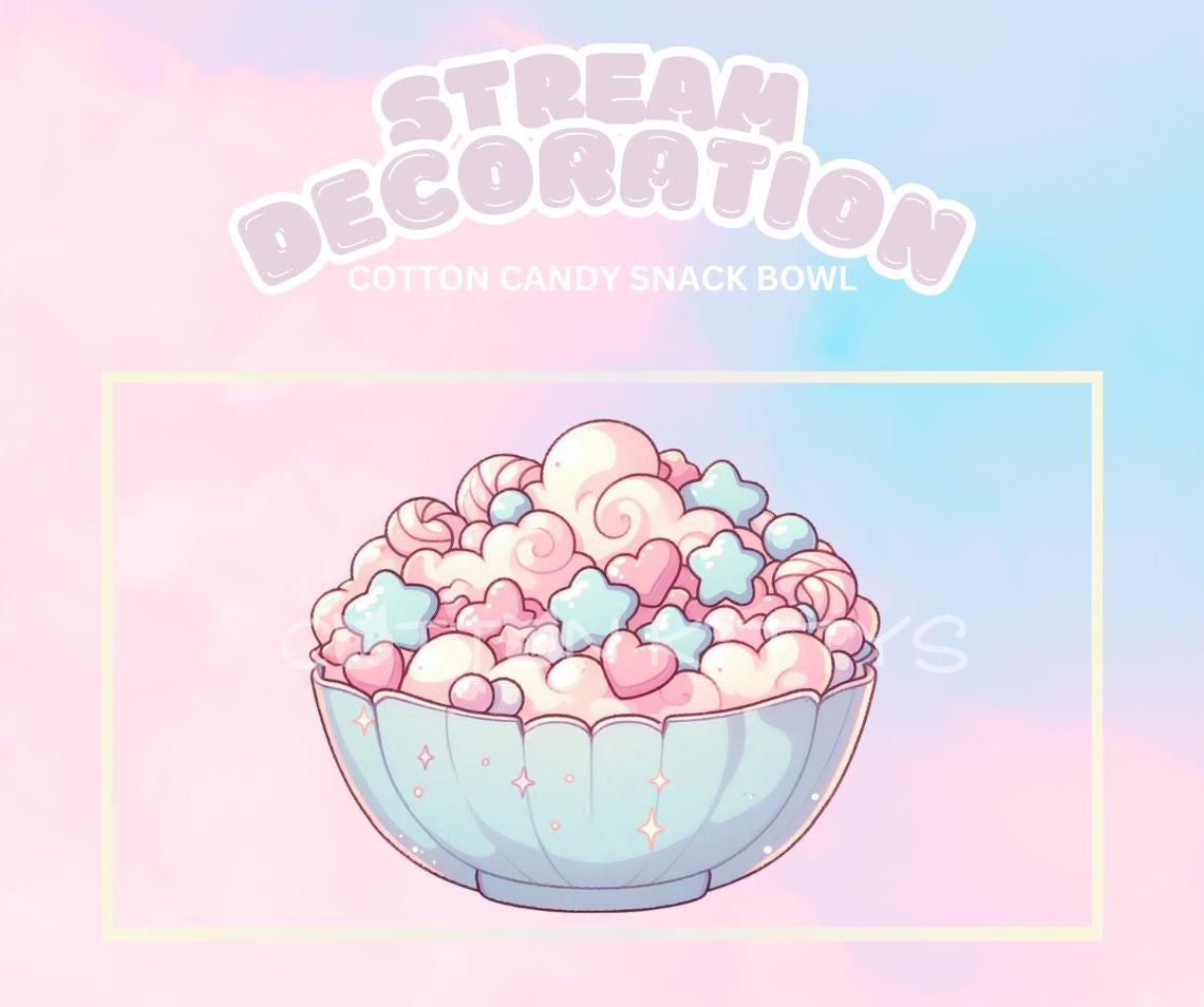 Cute Vtuber Asset Cotton Candy Snack Bowl Vtuber Microphone Kawaii ...