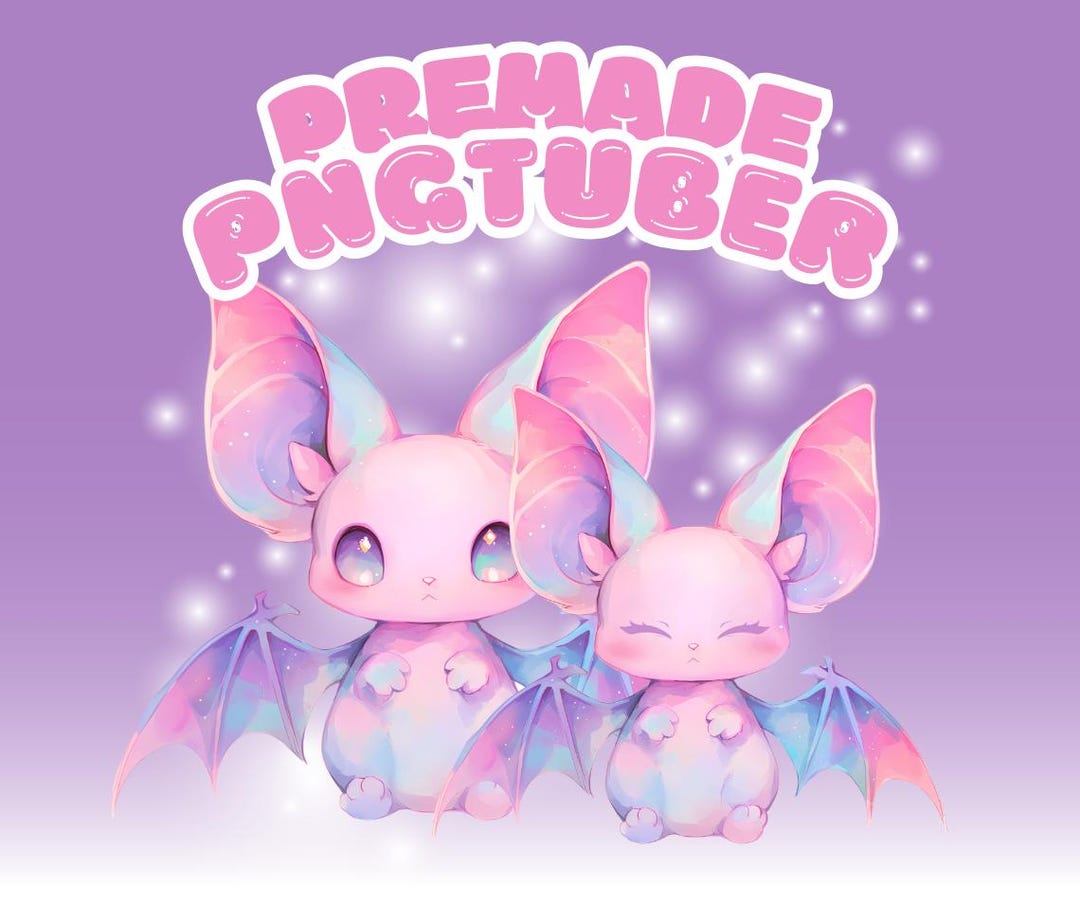 Premade Pngtuber - Cute Pink Bat Pngtuber - Cute Chibi Bat Design for ...