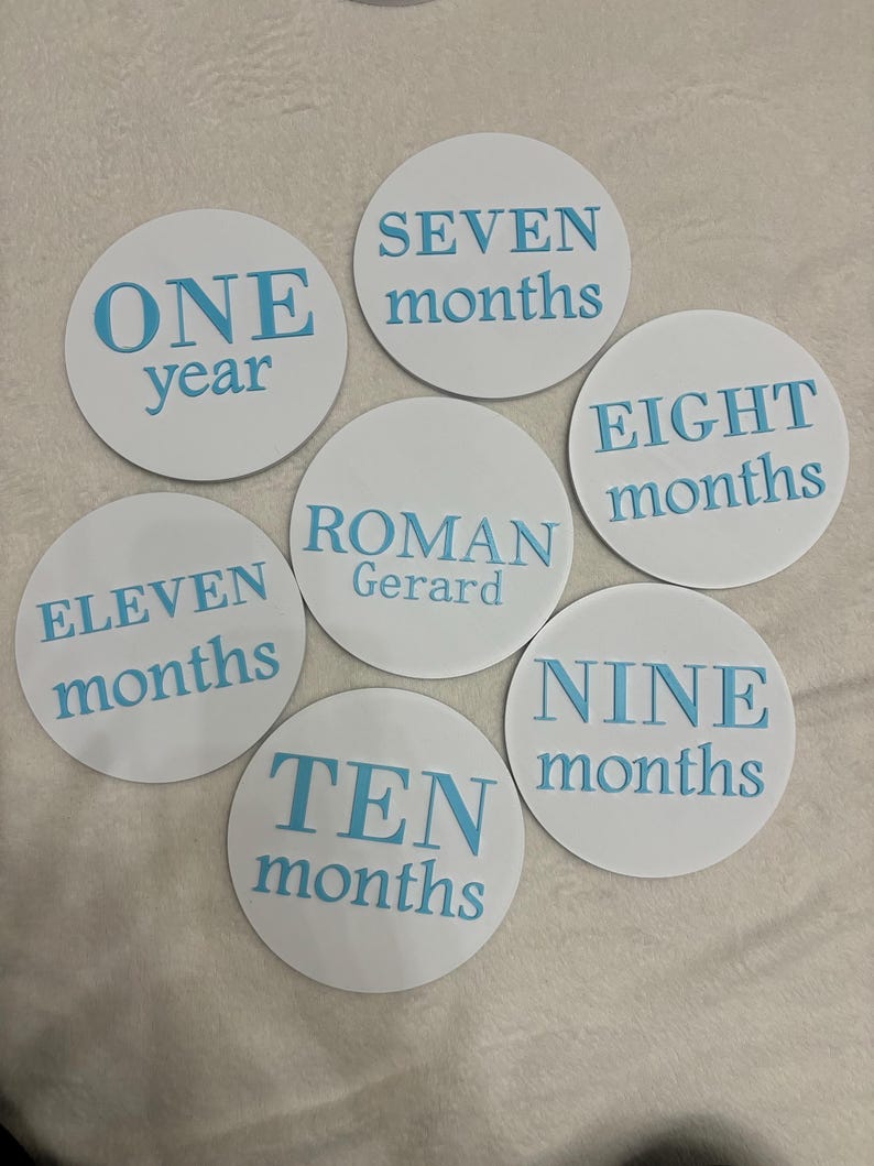 Custom Baby Name & 12 Month Countdown 3D Print Circle Discs - Etsy