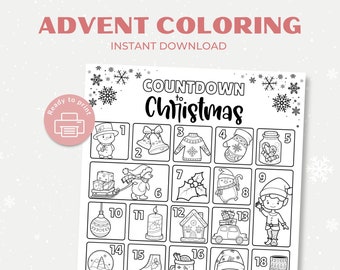 Advent Calendar Coloring Pages | Printable Countdown to Christmas ...