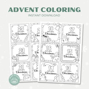 Advent Calendar Coloring Pages | Printable Countdown to Christmas ...