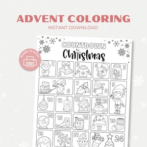 Advent Calendar Coloring Page | Printable Countdown to Christmas ...