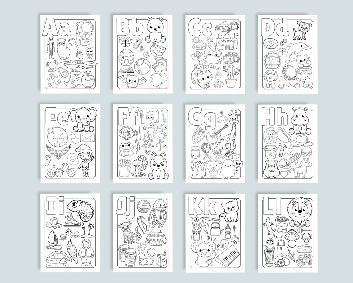 26 Printable Alphabet Cute Coloring Pages Worksheets for Kids ...