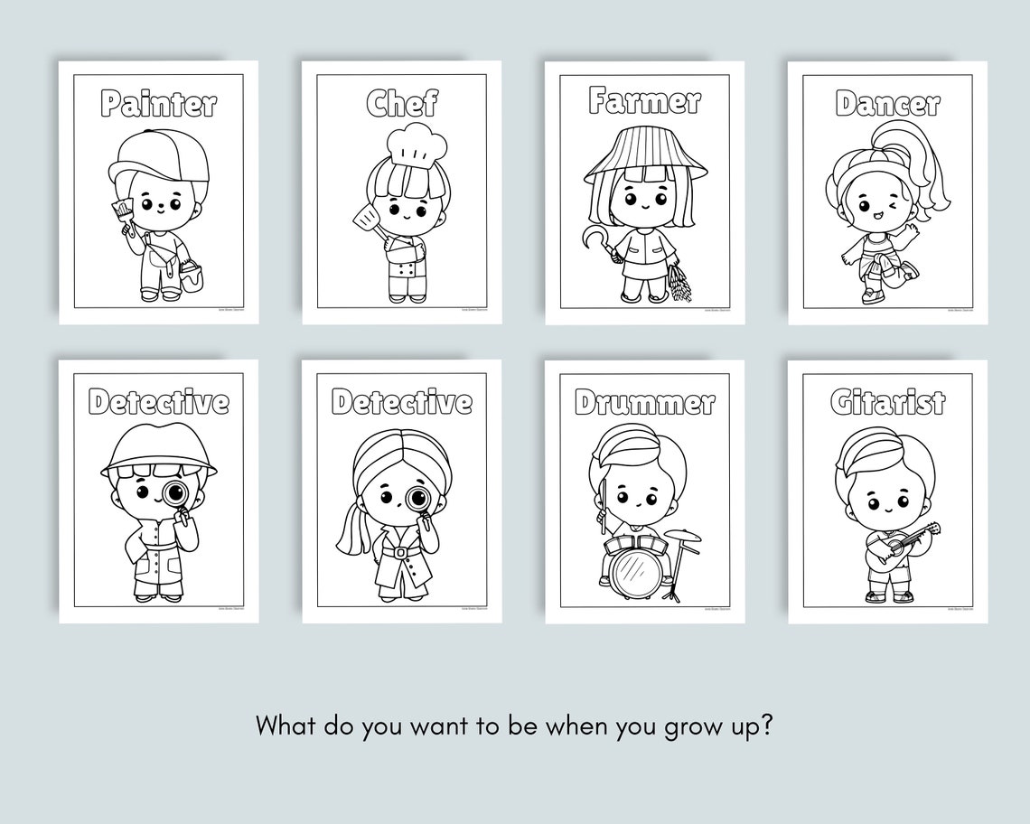 Professions Coloring Pages for Kids: Preschool Kindergarten Homeschool ...