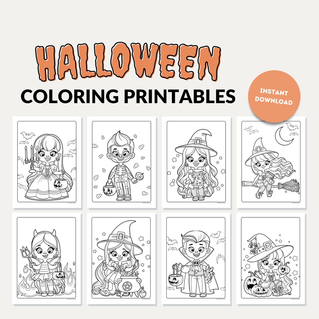 Halloween Coloring Printable Pages for Kids and Toddlers - Etsy