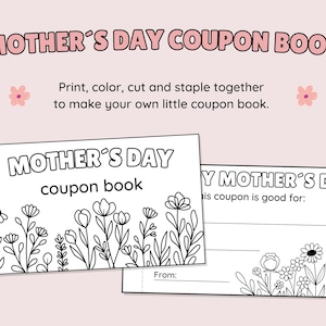 Mother's Day Coupon Book Printable Kids Children Mom Gift Coloring Page ...