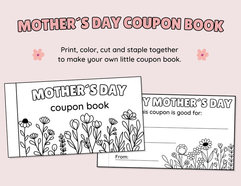 Printable Mother's Day Coupon Book | Kids Coloring Page (digital ...