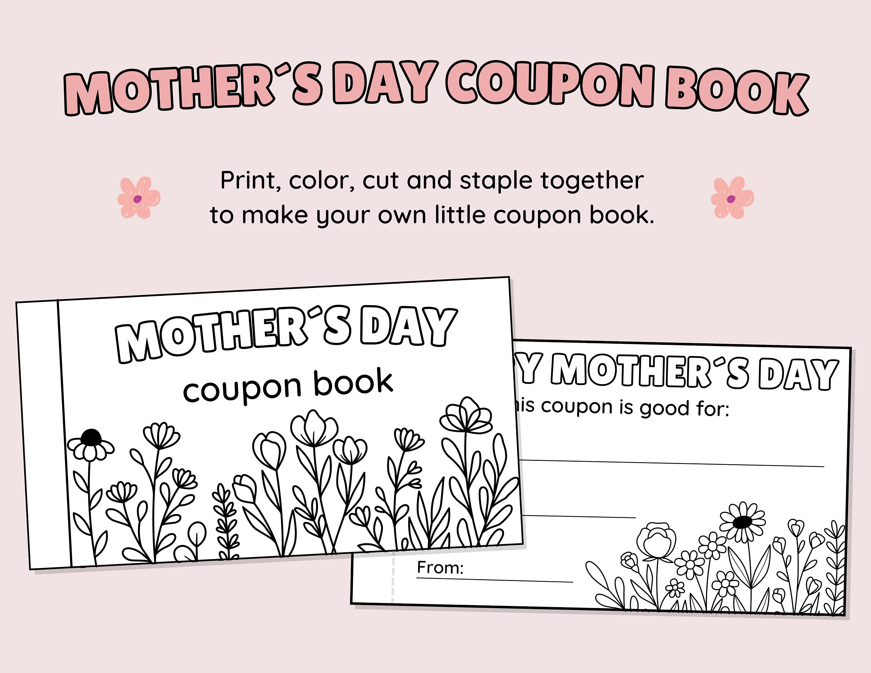 Mother's Day Coupon Book Printable Kids Children Mom Gift Coloring Page ...