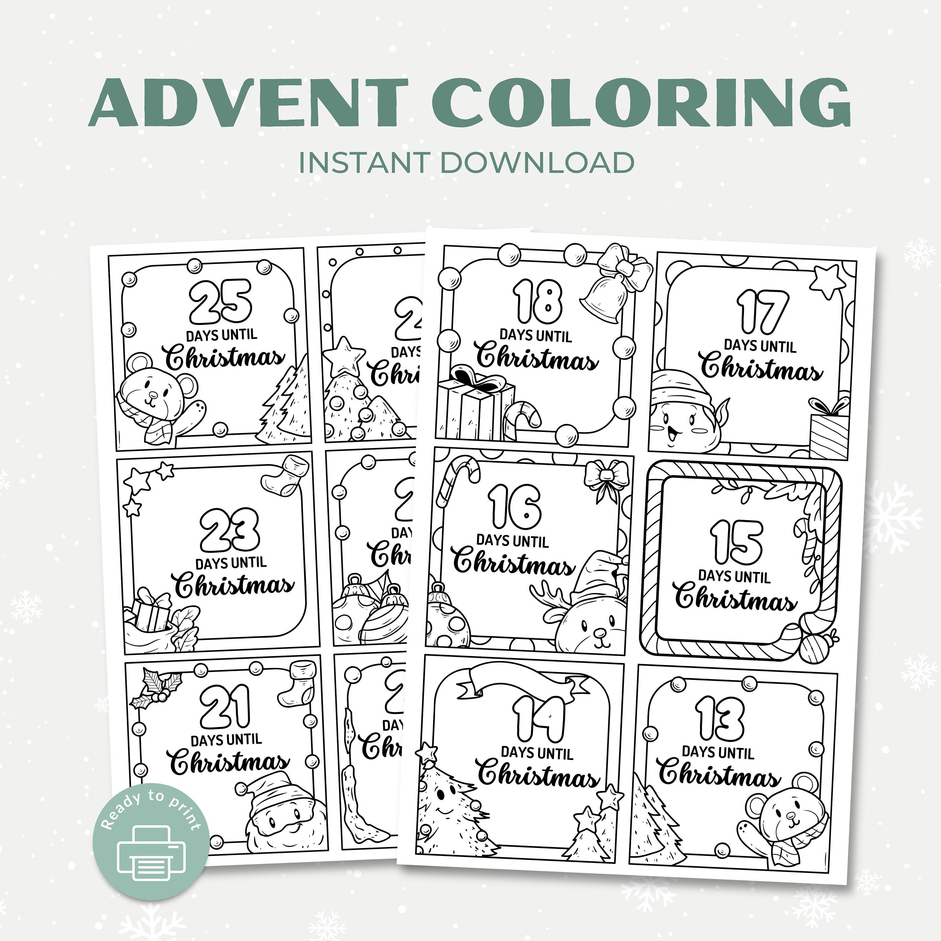Advent Calendar Coloring Pages | Printable Countdown to Christmas ...