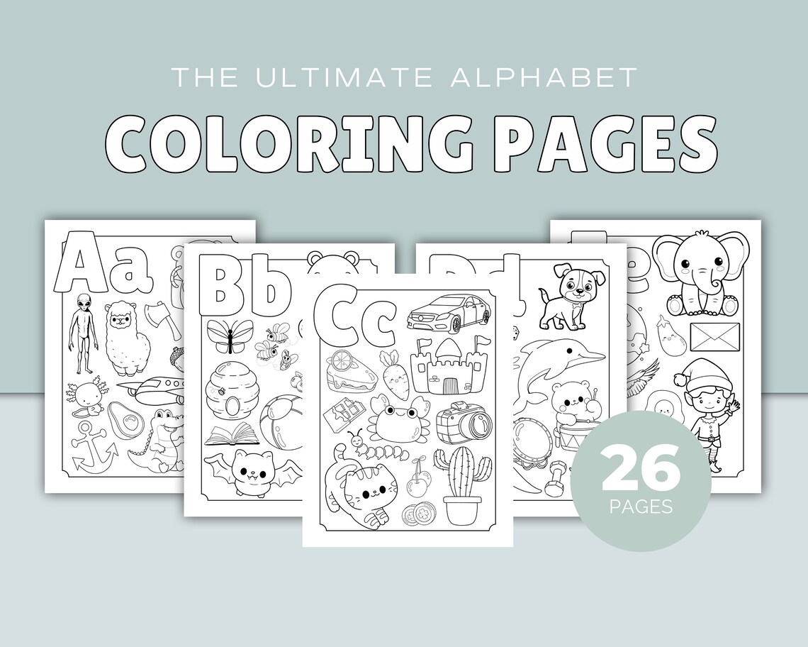 26 Printable Alphabet Cute Coloring Pages Worksheets for Kids ...