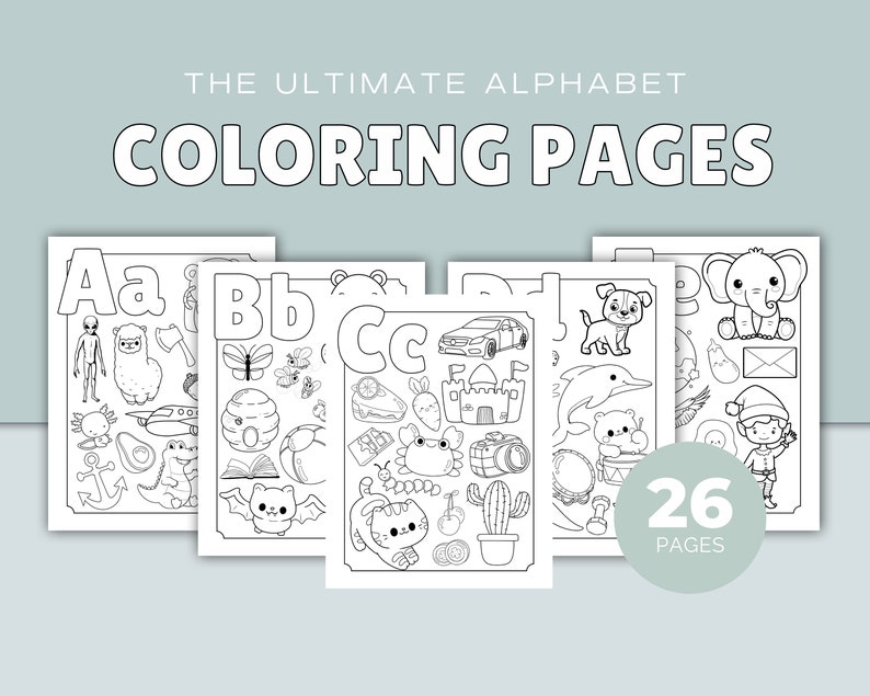 26 Printable Alphabet Cute Coloring Pages Worksheets for Kids ...