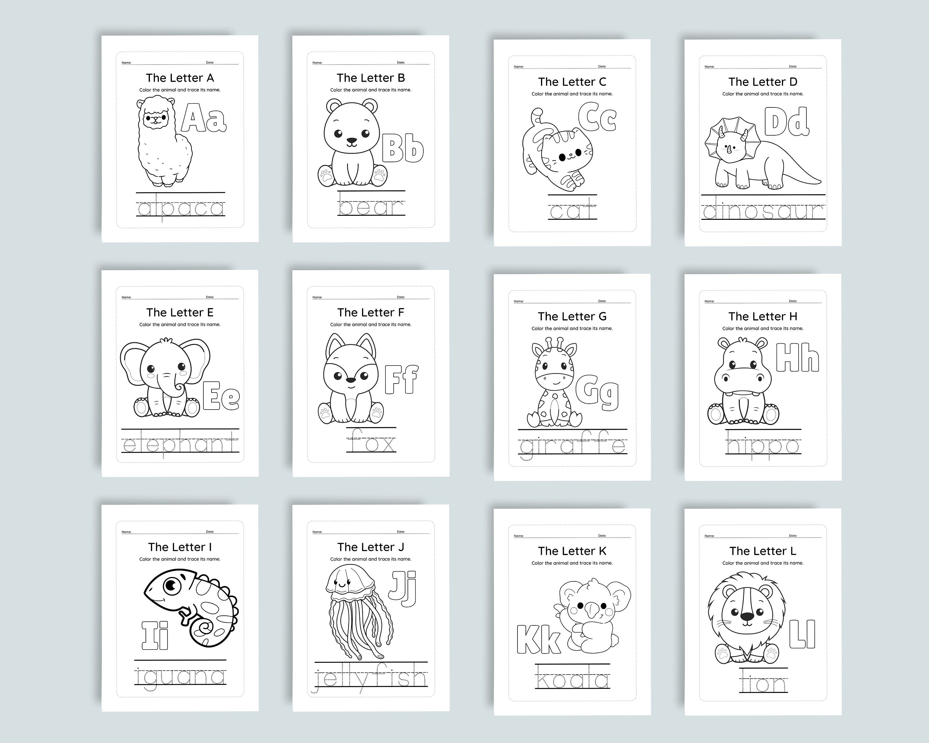 Alphabet Tracing and Coloring Pages for Kids: Preschool - Kindergarten ...