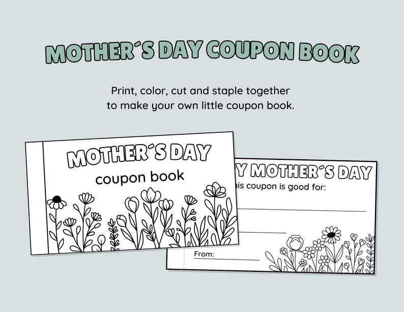 Mother's Day Coupon Book Printable Kids Children Mom Gift Coloring Page ...