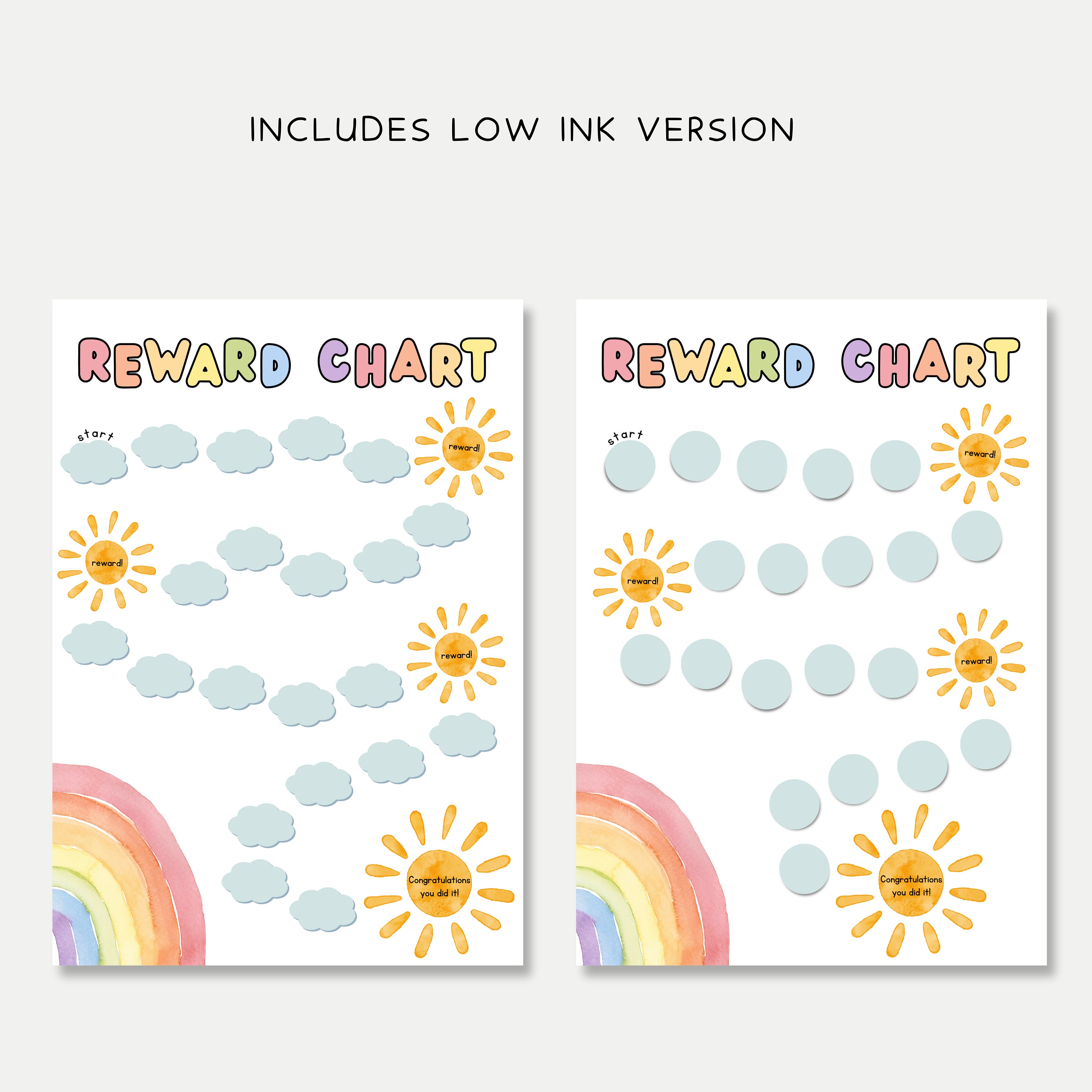 Printable Rainbow Reward Chart | Sunshine Kids Routine Chore Chart ...