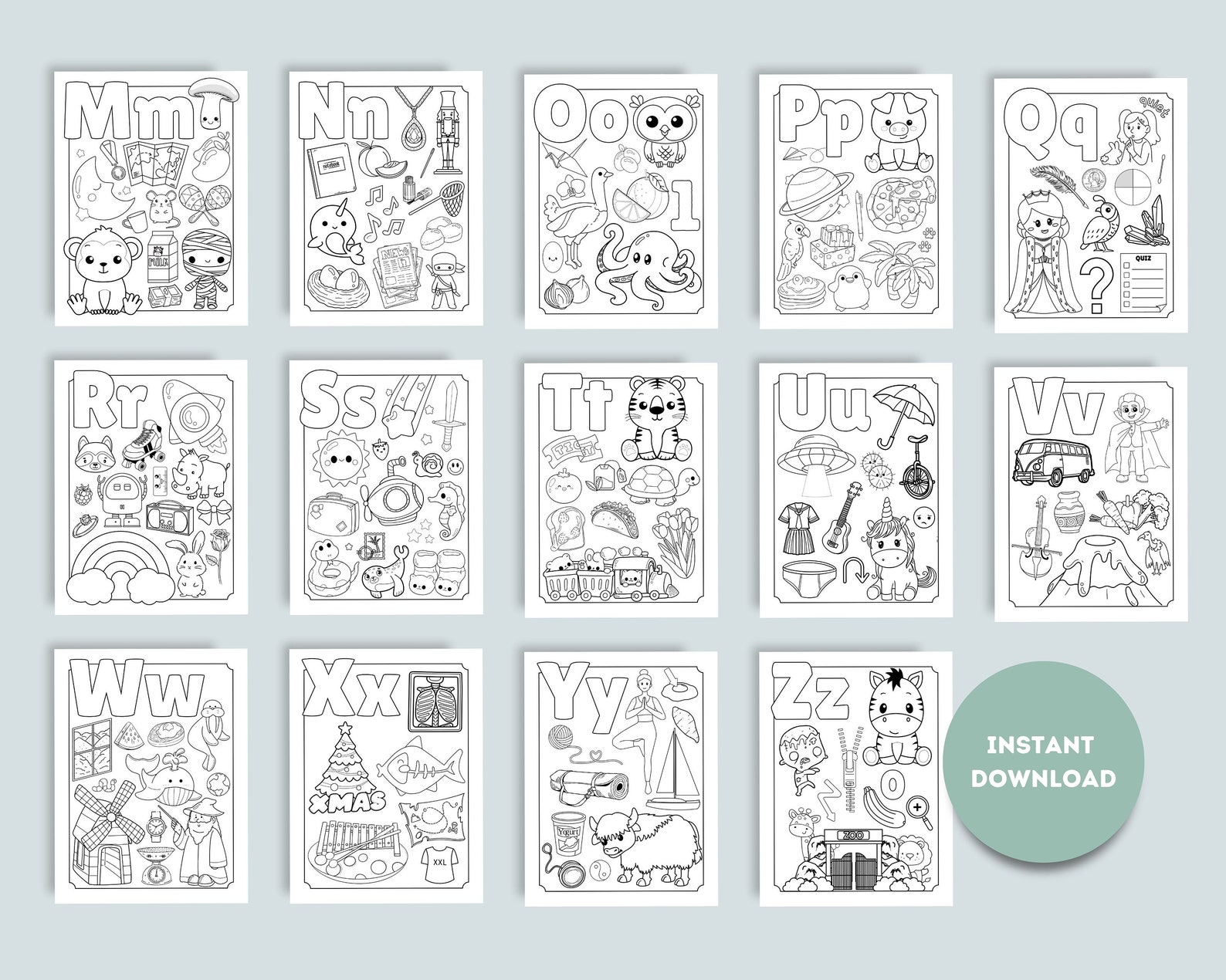 26 Printable Alphabet Cute Coloring Pages Worksheets for Kids ...