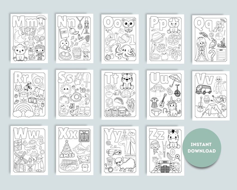 26 Printable Alphabet Cute Coloring Pages Worksheets for Kids ...