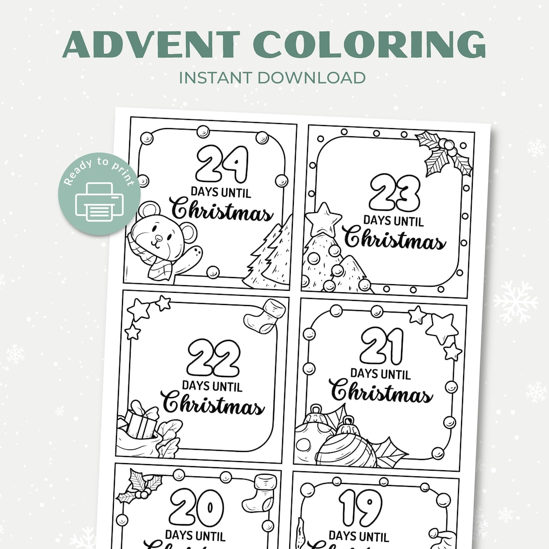 Advent Calendar Coloring Pages | Printable Countdown to Christmas ...