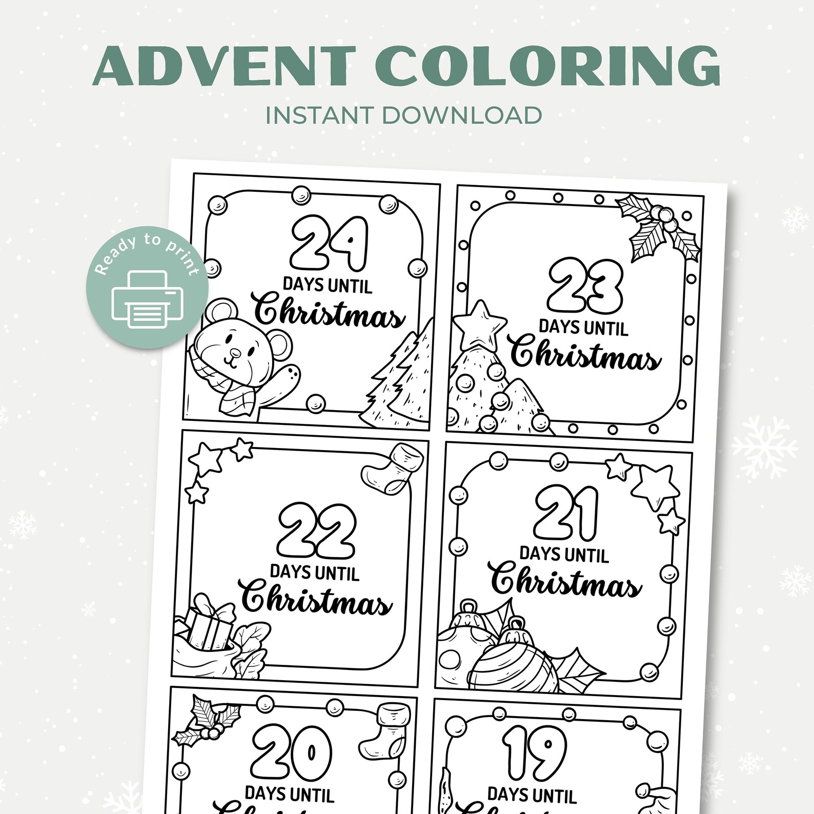 Advent Calendar Coloring Pages | Printable Countdown to Christmas ...