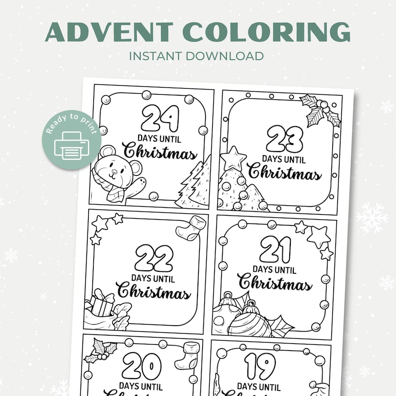 Advent Calendar Coloring Pages | Printable Countdown to Christmas ...