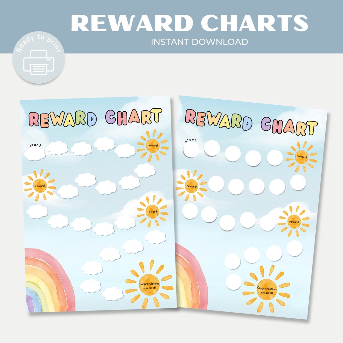 Printable Rainbow Reward Chart | Sunshine Kids Routine Chore Chart ...