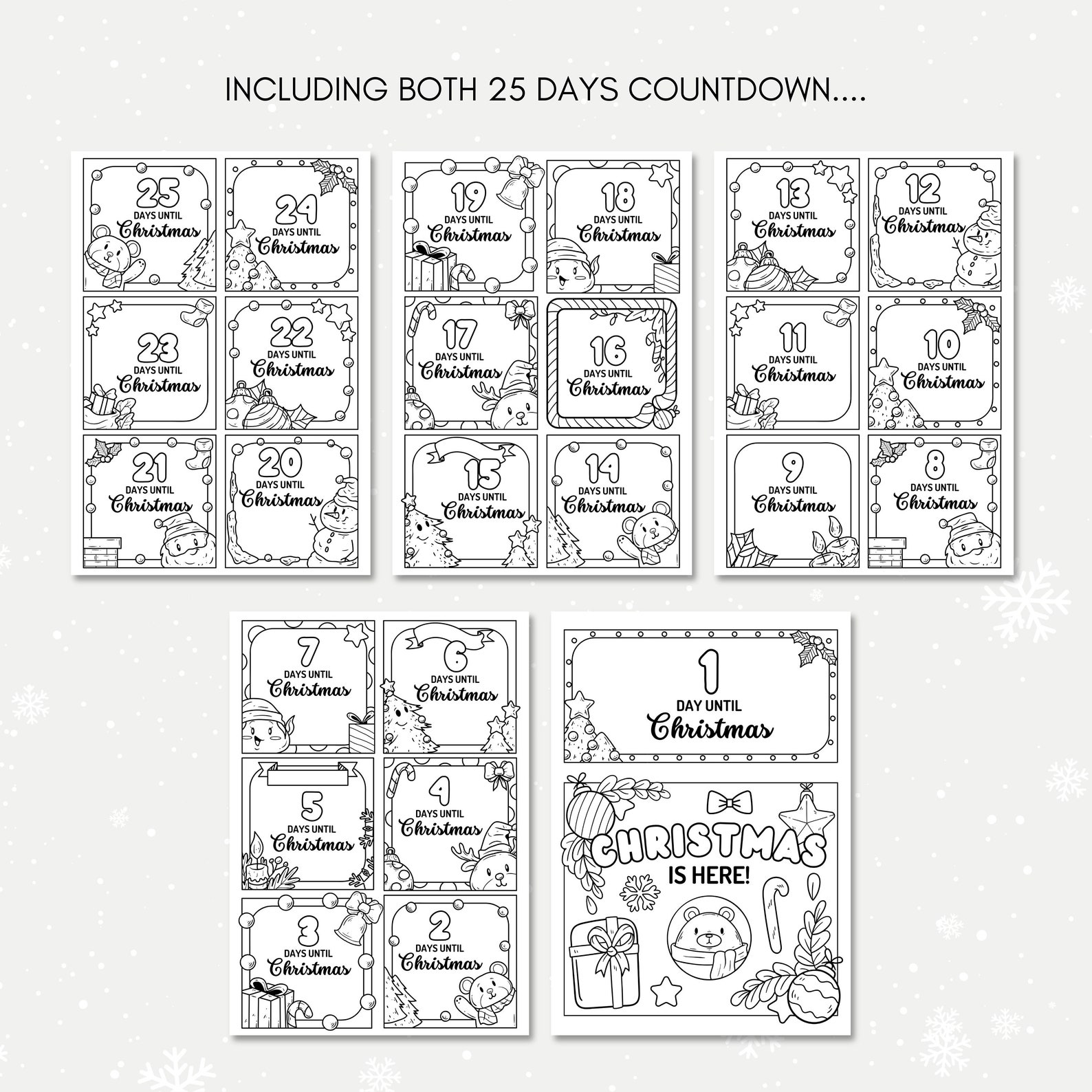 Advent Calendar Coloring Pages | Printable Countdown to Christmas ...
