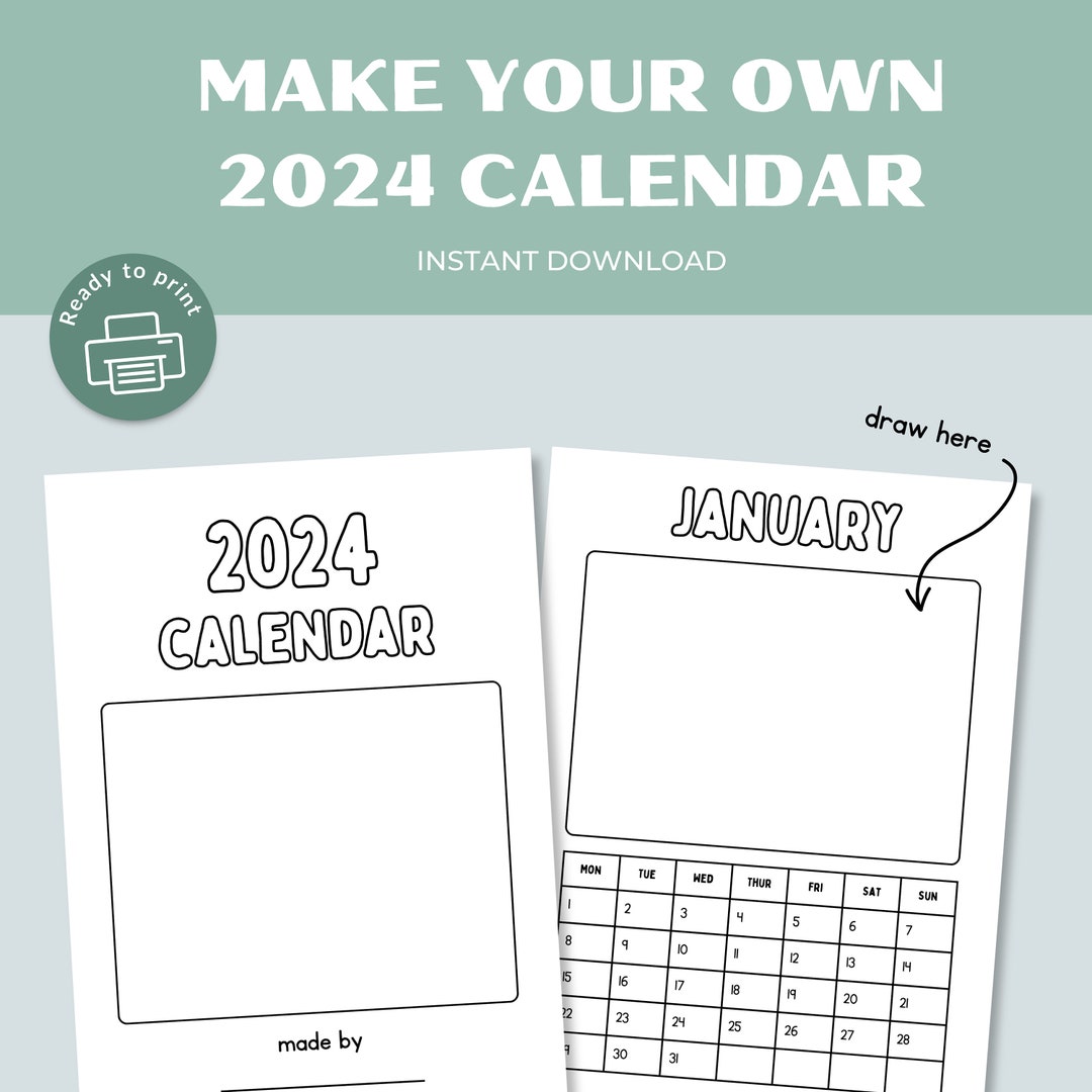 2024 Printable Calendar | Coloring Calendar for Kids - Etsy