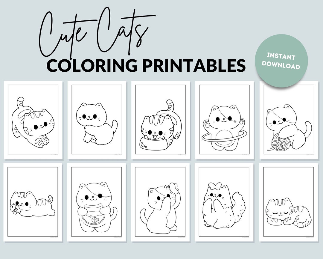Cats Cute Coloring Pages for Kids: Preschool - Kindergarten ...