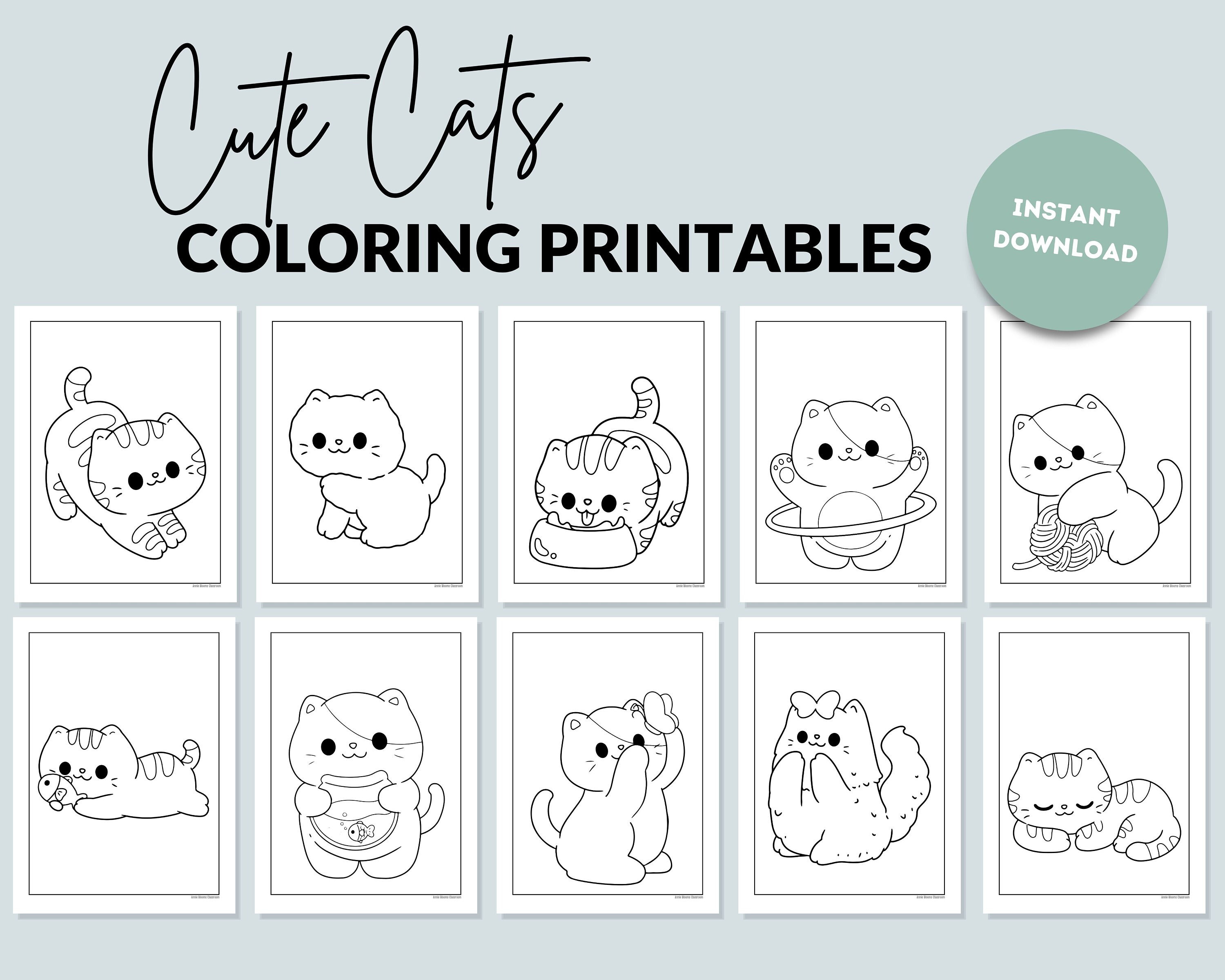 Cats Cute Coloring Pages for Kids: Preschool - Kindergarten ...