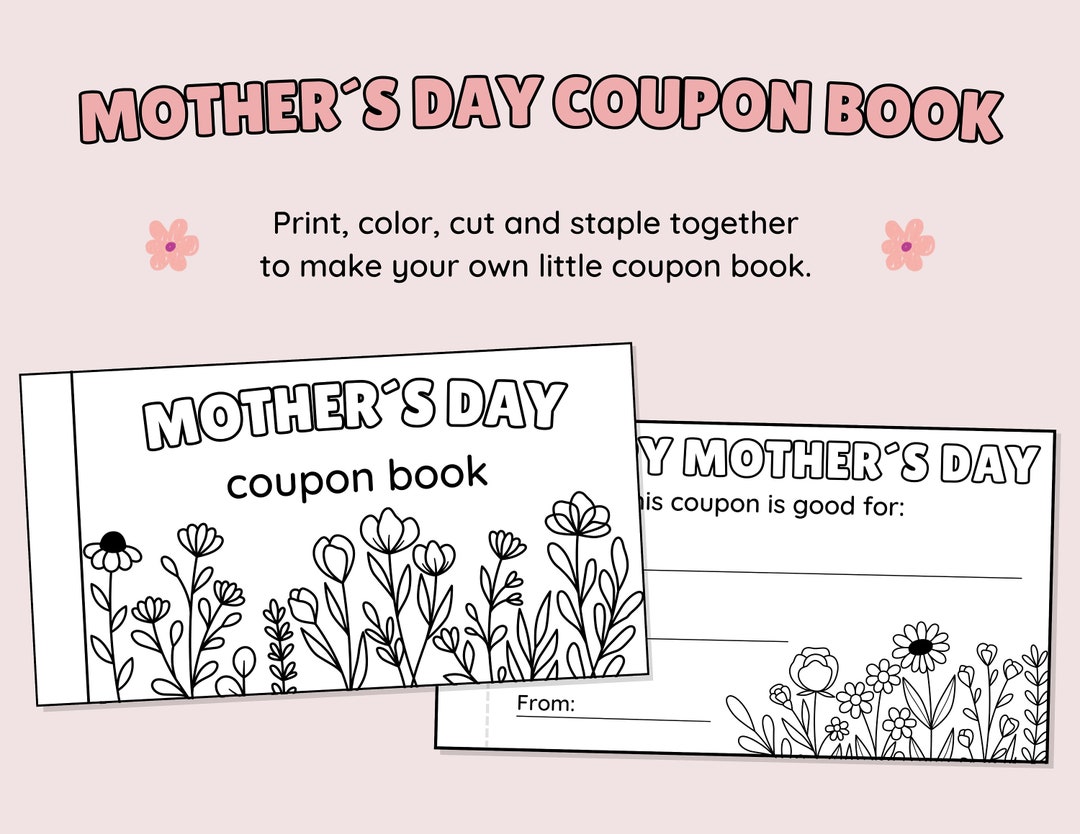 Mother's Day Coupon Book Printable Kids Children Mom Gift - Etsy