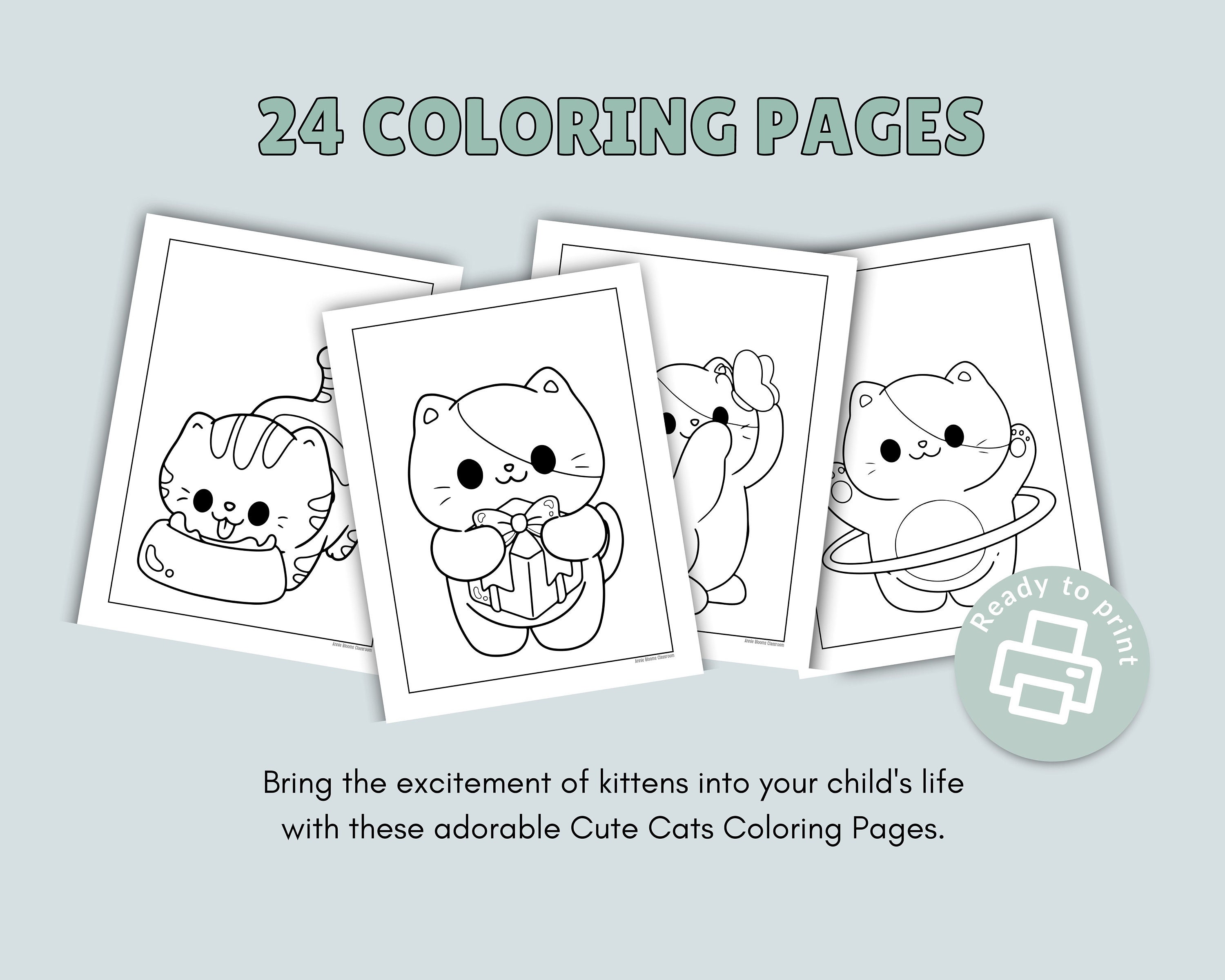 Cats Cute Coloring Pages for Kids: Preschool - Kindergarten ...