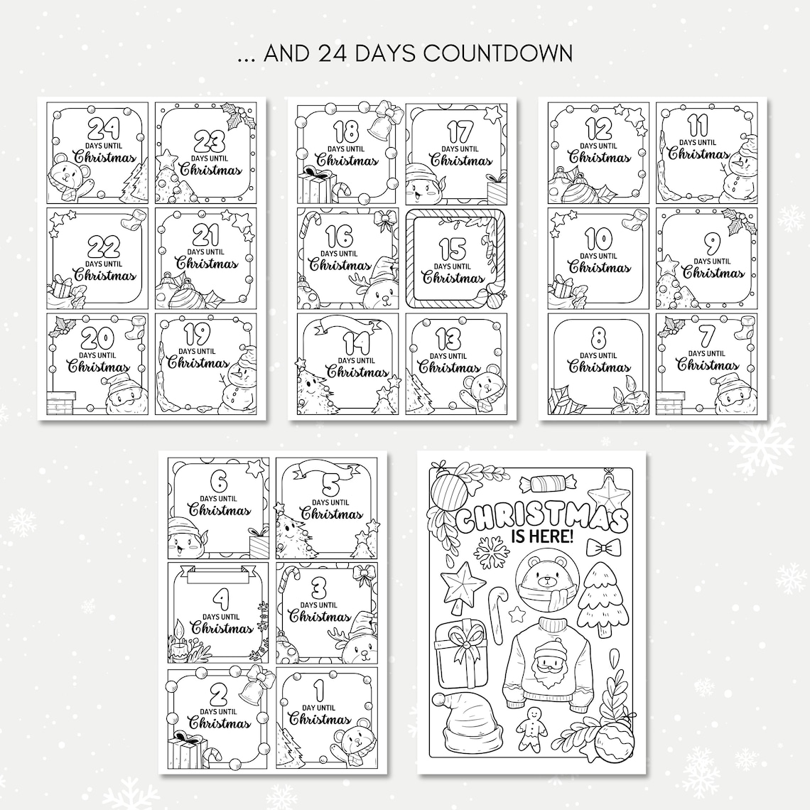 Advent Calendar Coloring Pages | Printable Countdown to Christmas ...