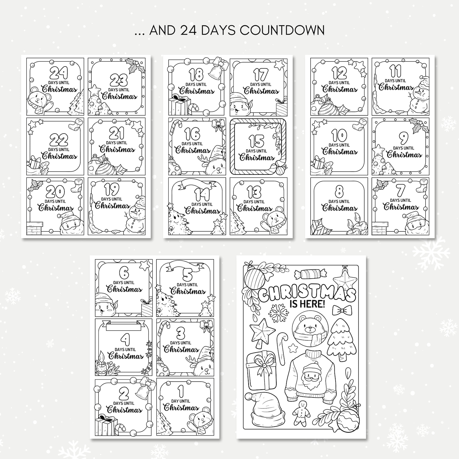 Advent Calendar Coloring Pages | Printable Countdown to Christmas ...