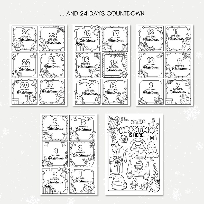 Advent Calendar Coloring Pages | Printable Countdown to Christmas ...