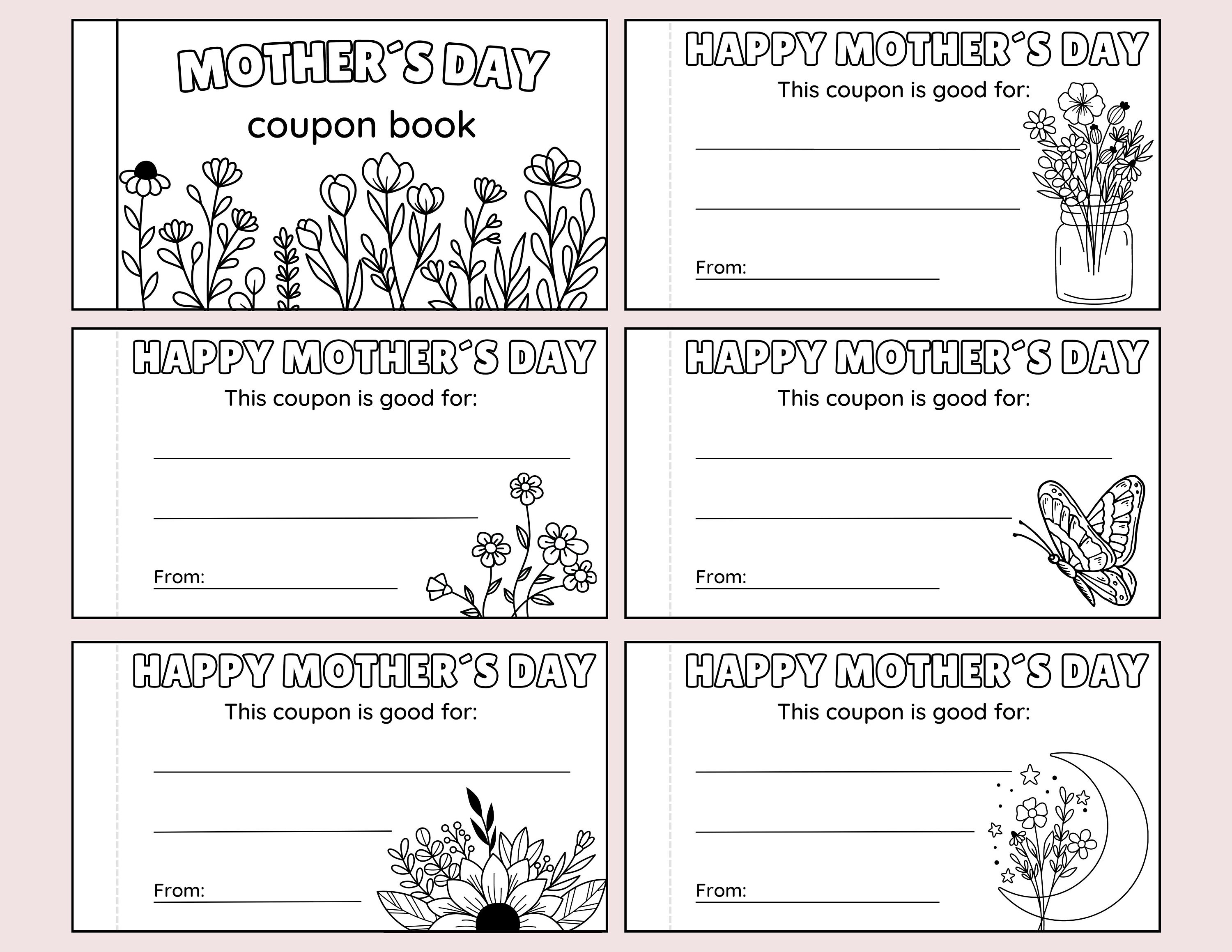 Mother's Day Coupon Book Printable Kids Children Mom Gift - Etsy