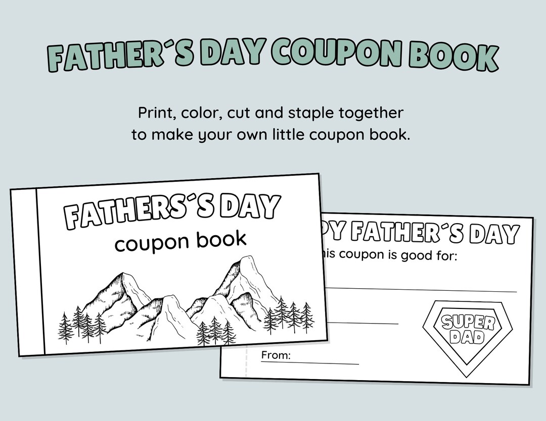 Father's Day Coupon Book Printable Kids Children Dad Gift Coloring Page ...