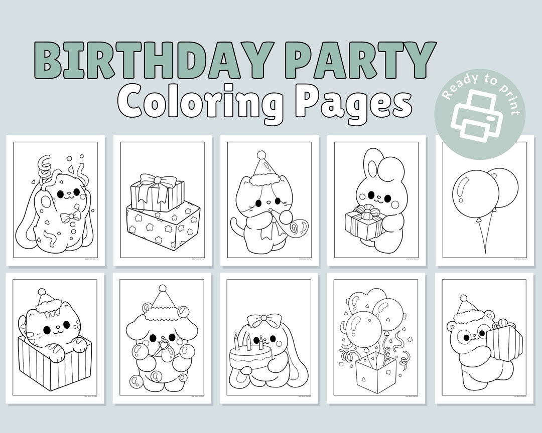 Birthday Party Coloring Pages for Kids: Preschool - Kindergarten ...