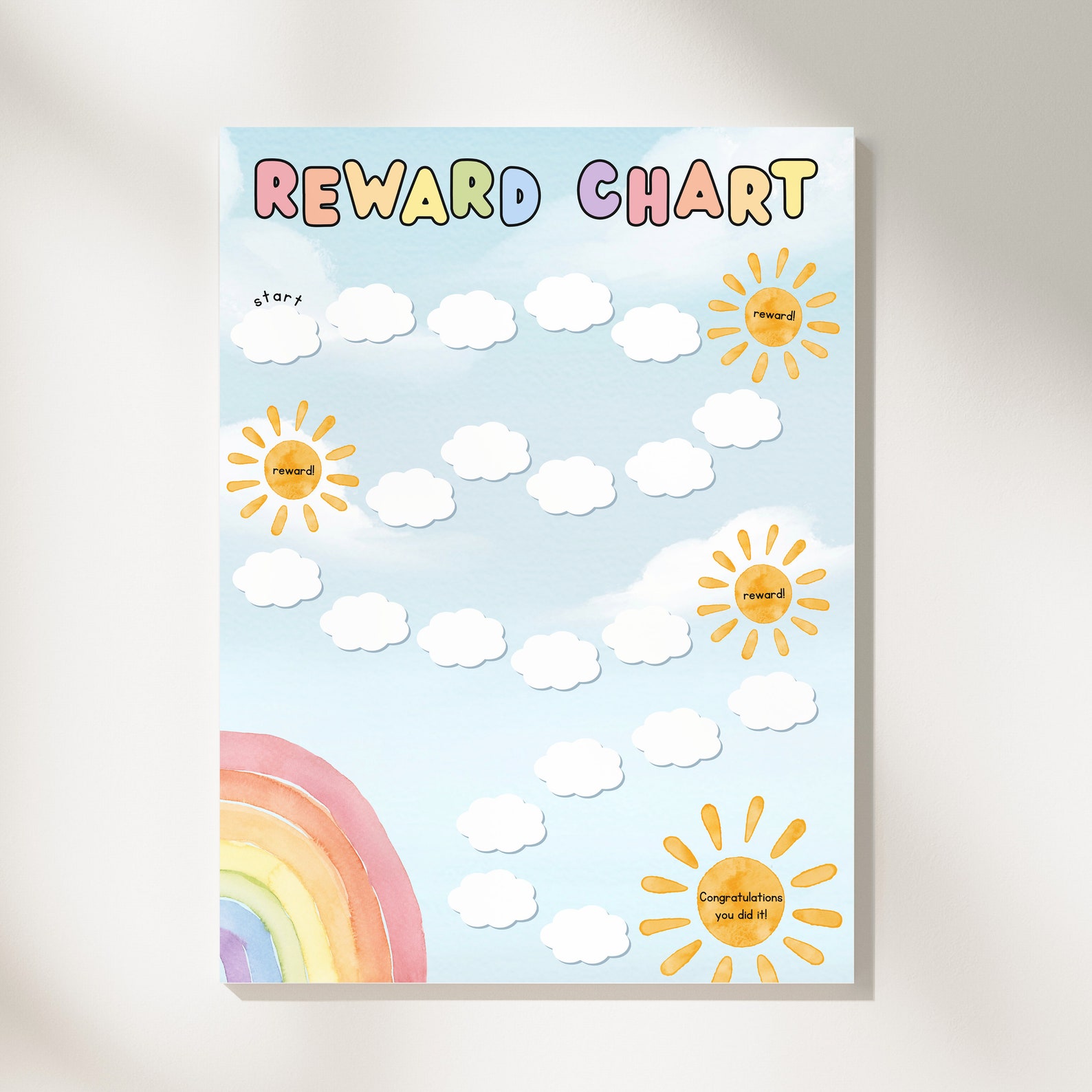 Printable Rainbow Reward Chart | Sunshine Kids Routine Chore Chart ...