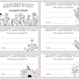 Mother's Day Coupon Book Printable Kids Children Mom Gift Coloring Page ...