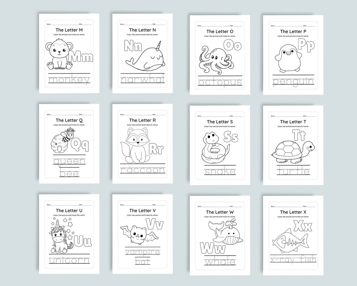 Alphabet Tracing and Coloring Pages for Kids: Preschool - Kindergarten ...