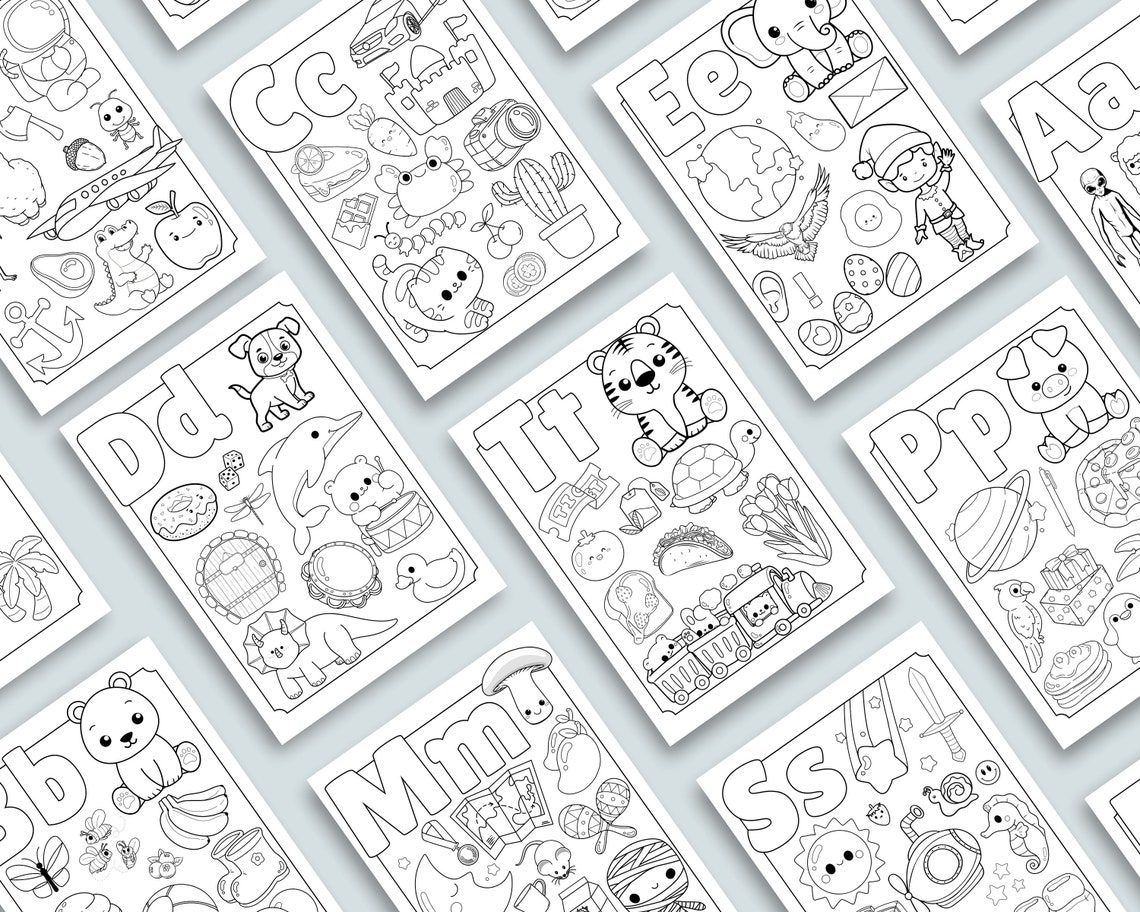 26 Printable Alphabet Cute Coloring Pages Worksheets for Kids ...