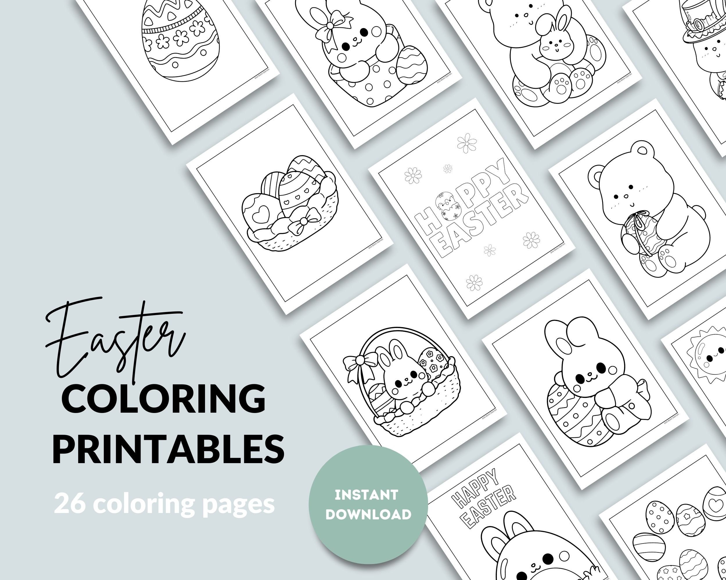 Easter Cute and Fun Printable Coloring Book Pages for Kids, Preschool ...