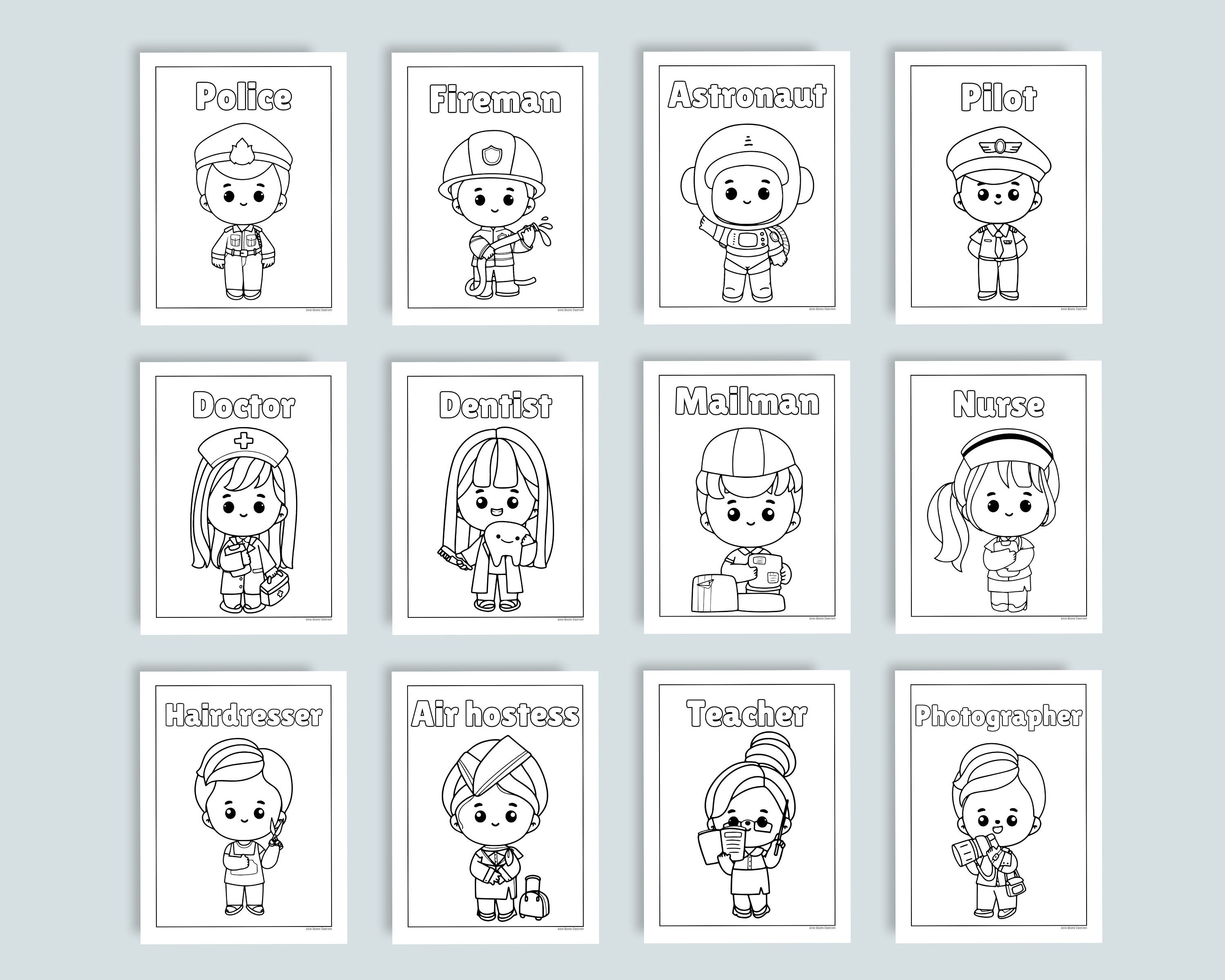Professions Coloring Pages for Kids: Preschool - Kindergarten ...