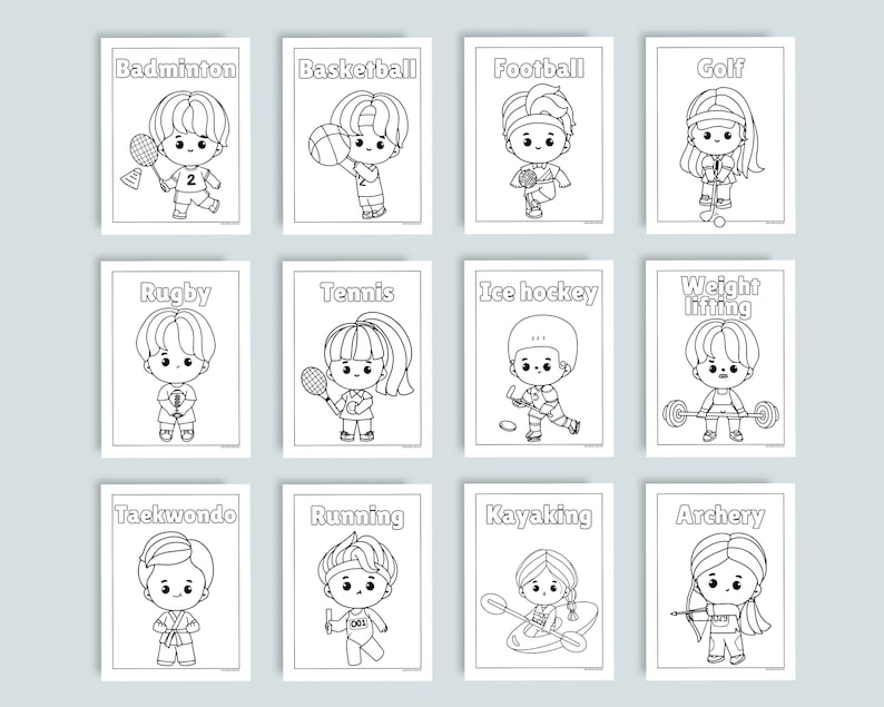 Sports Coloring Pages for Kids: Preschool Kindergarten - Etsy