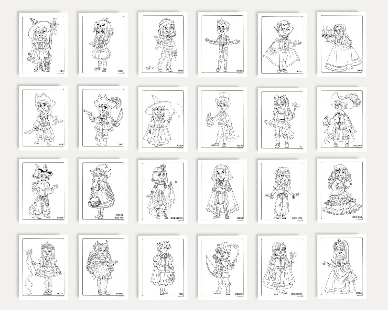 Halloween Coloring Pages for Kids and Adults, 50 Pages Digital Carnival ...