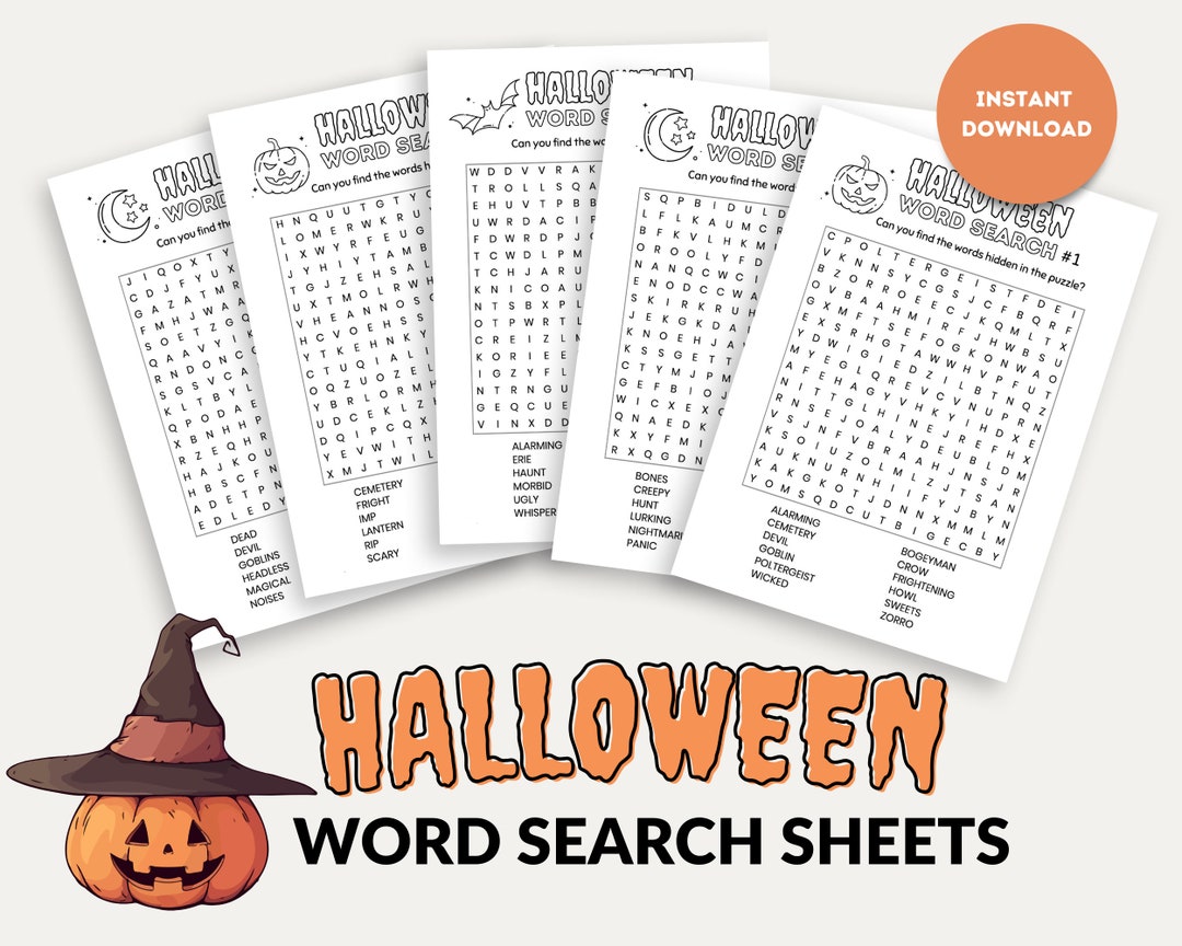 Halloween Word Search, Halloween Word Find for Kids, Printable ...