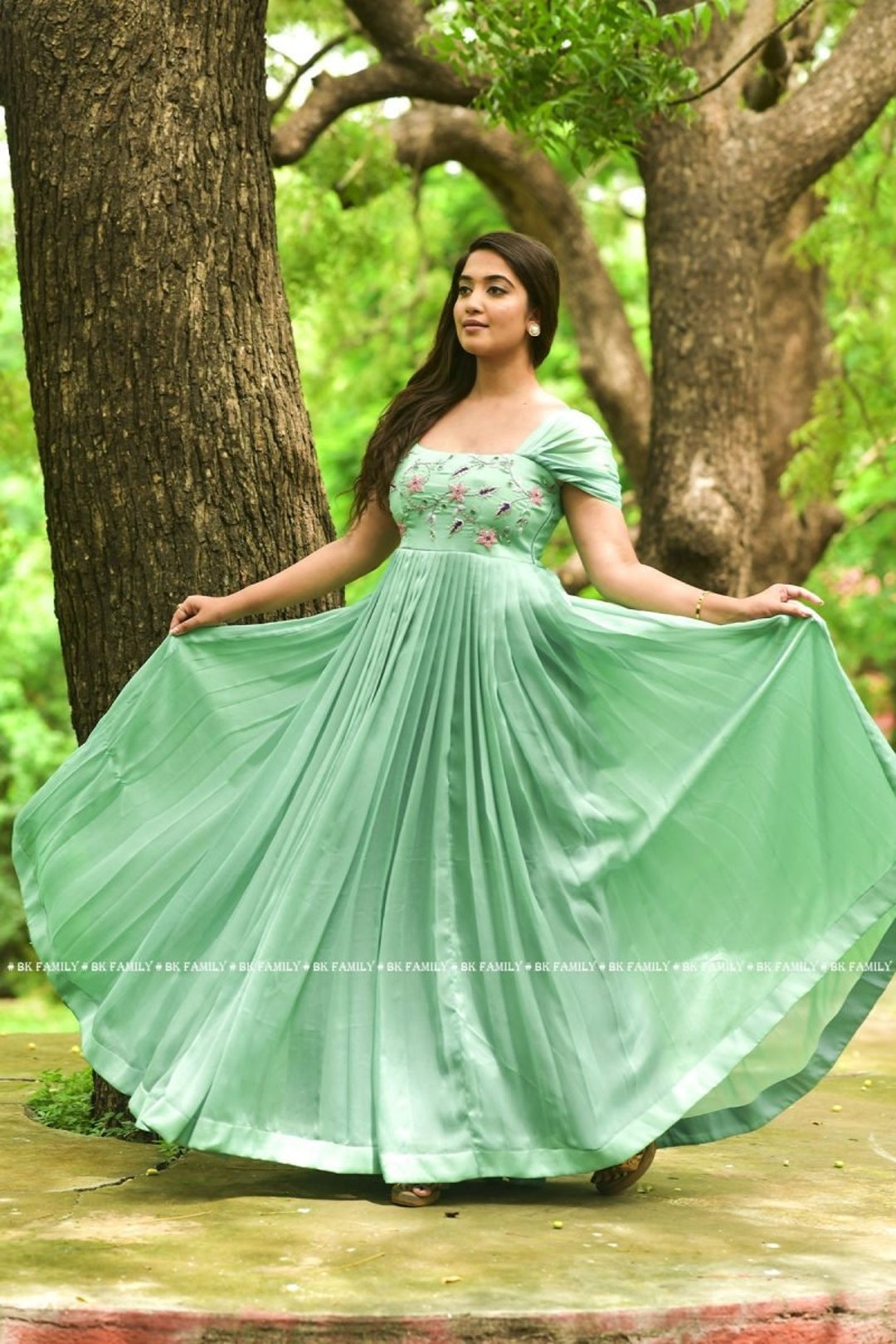 Beautiful Royal Green Pista Color Dress for Women Party Wear Indian ...
