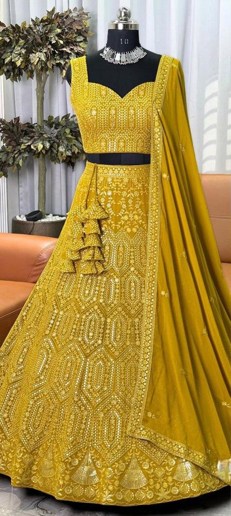 Haldi Ceremony Mehendi Color Lehenga Choli for Women Party Wear Indian ...