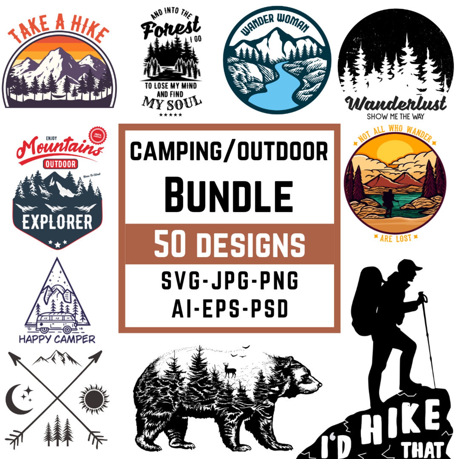 Camping Svg Bundle, Adventure Svg, Travel Svg Bundle, Explorer ...